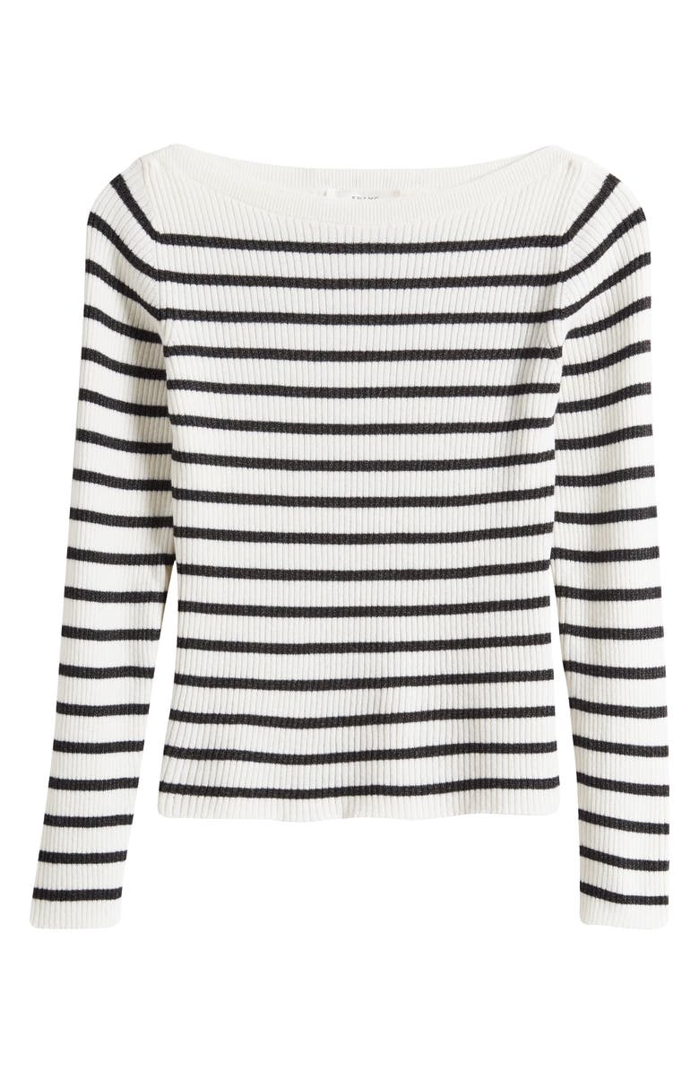 FRAME Stripe Boat Neck Wool, Cashmere & Silk Rib Sweater | Nordstrom