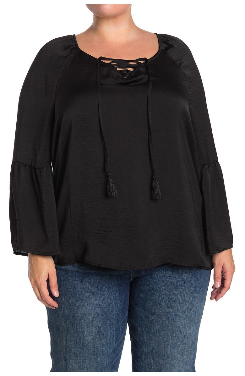 COMO VINTAGE Long Sleeve Tie Front Top | Nordstromrack