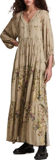 AllSaints Trude Caledonian Long Sleeve Floral Maxi Dress | Nordstrom