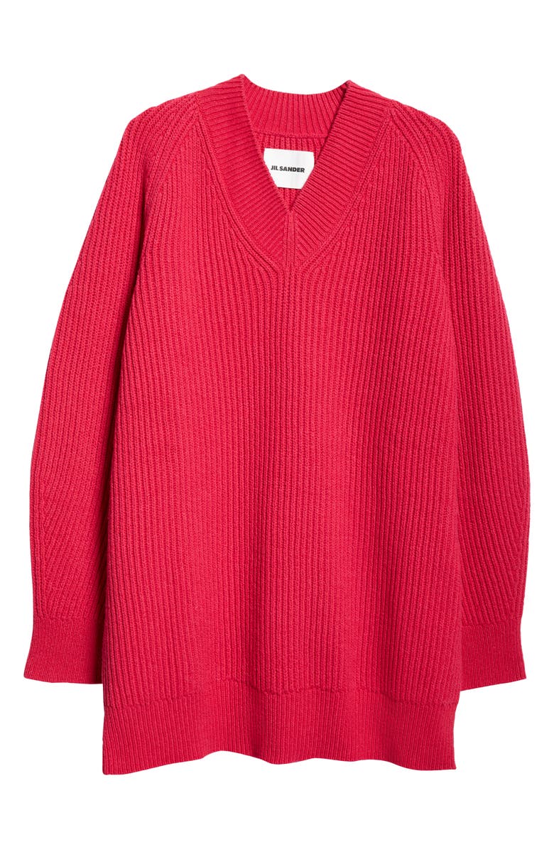 Jil Sander Structured Cotton & Wool Blend V-Neck Sweater | Nordstromrack