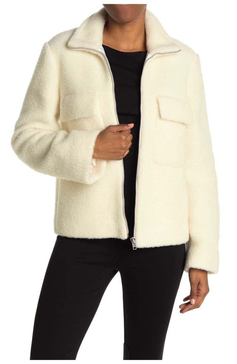 Helmut Lang Teddy Faux Fur Wool Blend Bomber | Nordstromrack