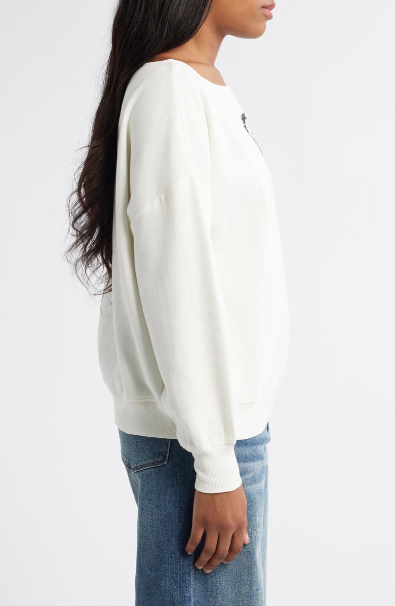 Vinyl Icons Martini Embellished Off the Shoulder Graphic Fleece ...