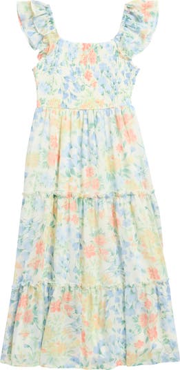 RARE, TOO! Kids' Floral Flutter Sleeve Smocked Dress | Nordstromrack