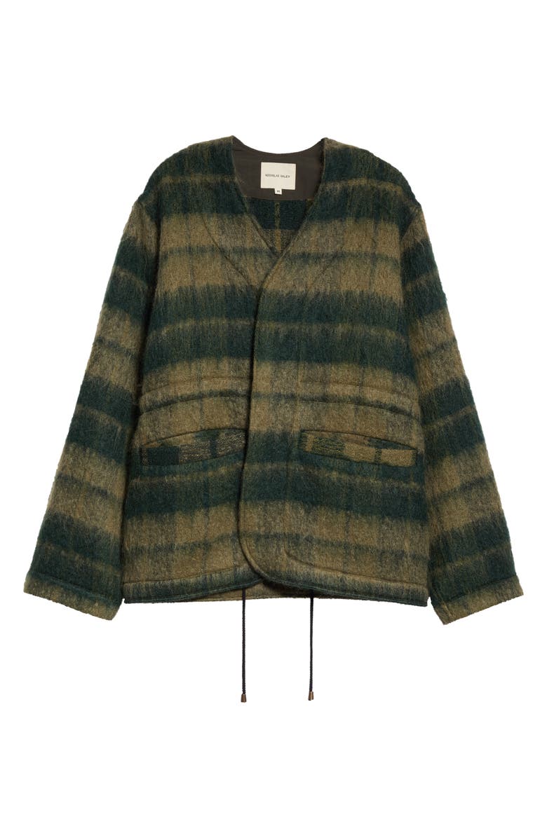 Nicholas Daley Collarless Plaid Wool & Mohair Blend Jacket | Nordstrom