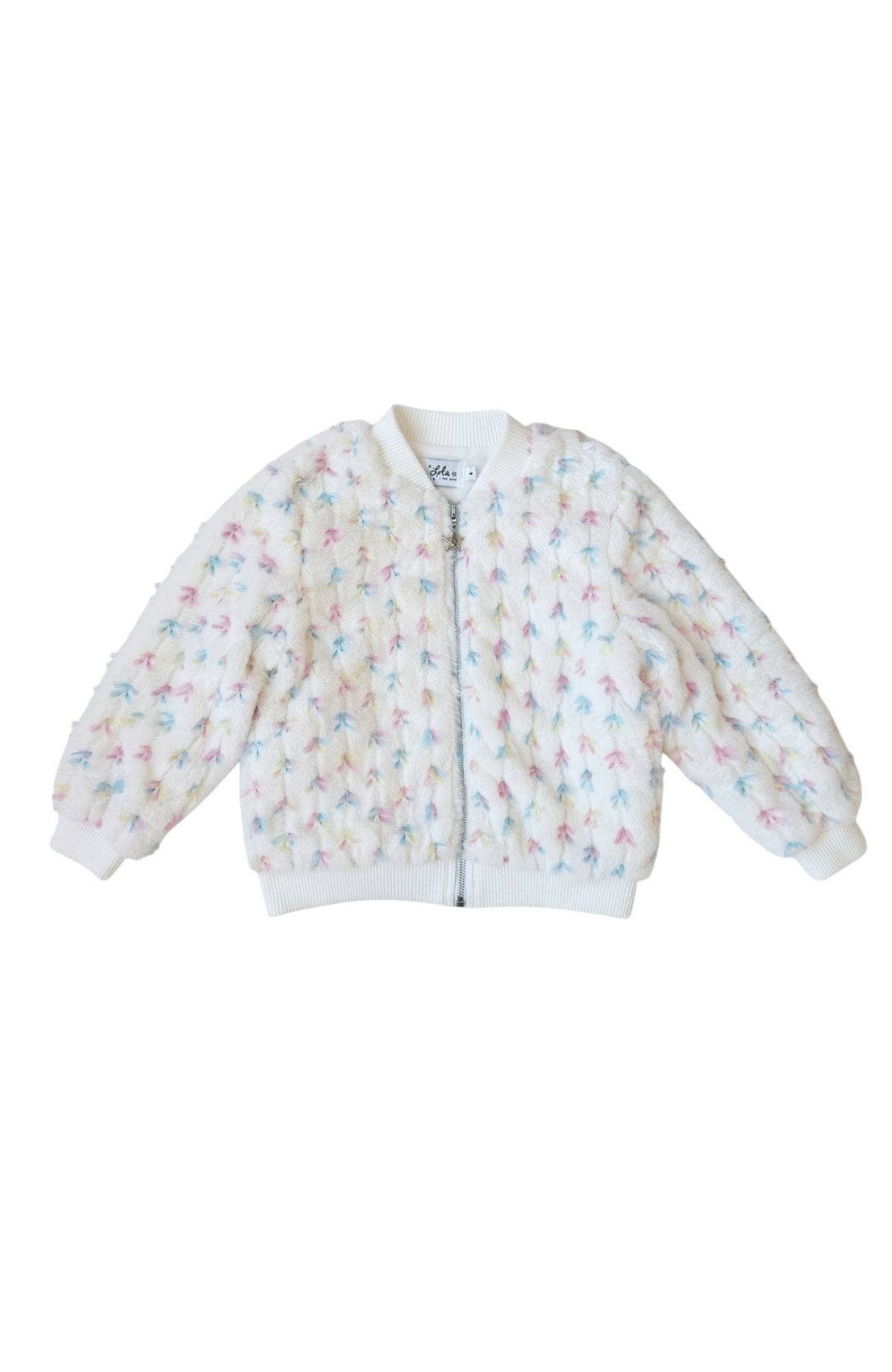 Lola + The Boys Pastel Bows Fuzzy Bomber | Nordstrom
