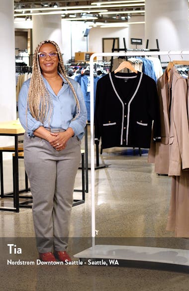 Halogen® Contrast Trim Two-Pocket Cardigan | Nordstromrack