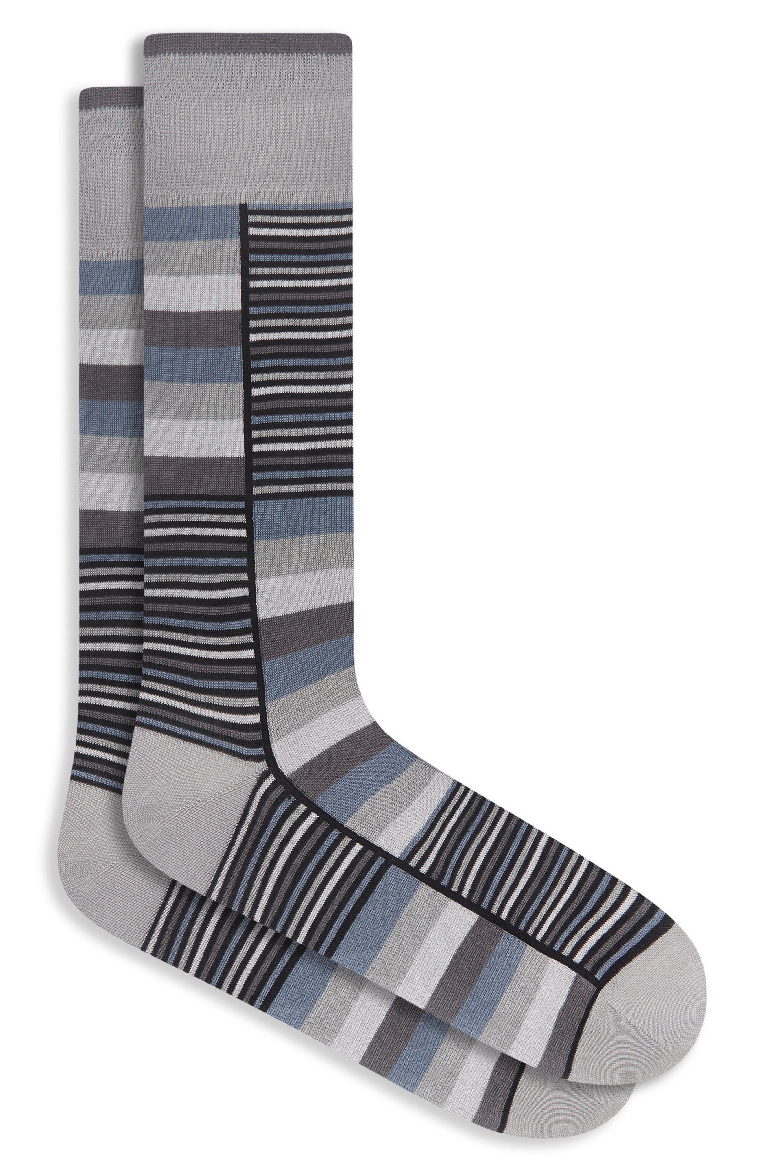 Bugatchi Striped Mercerized Cotton Blend Dress Socks | Nordstrom