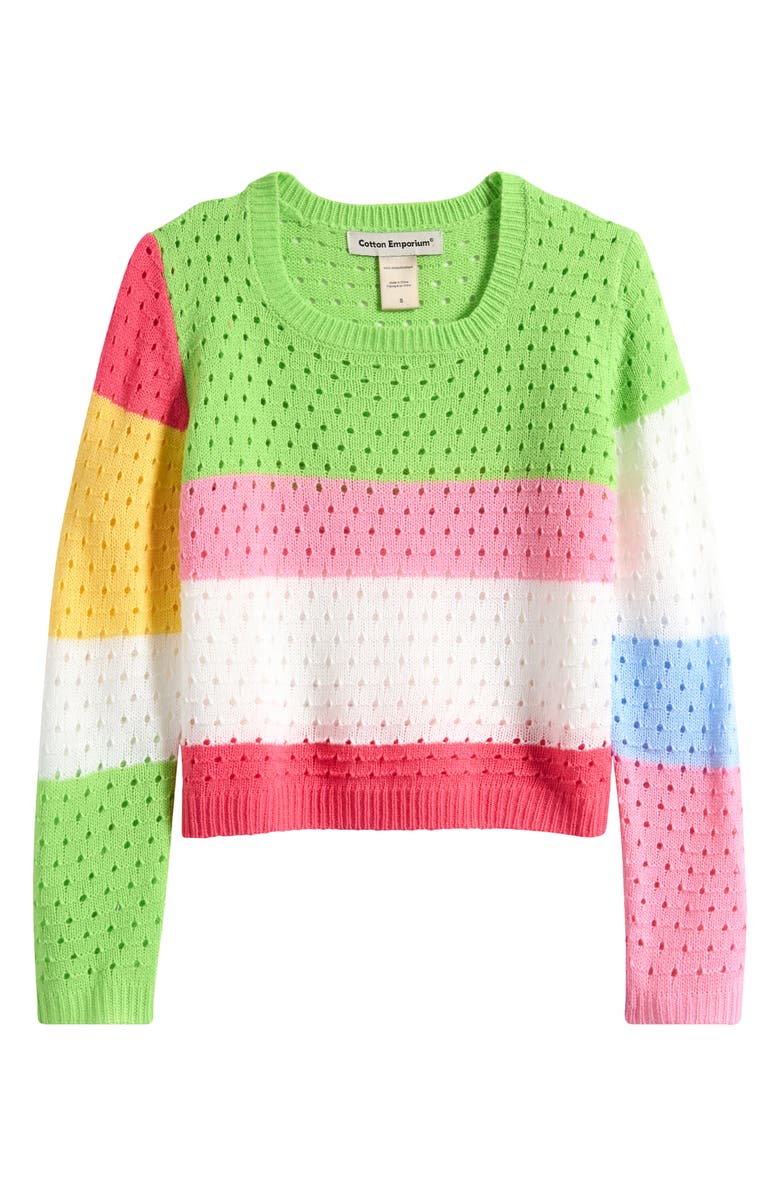 Cotton Emporium Kids' Stripe Pointelle Sweater | Nordstromrack