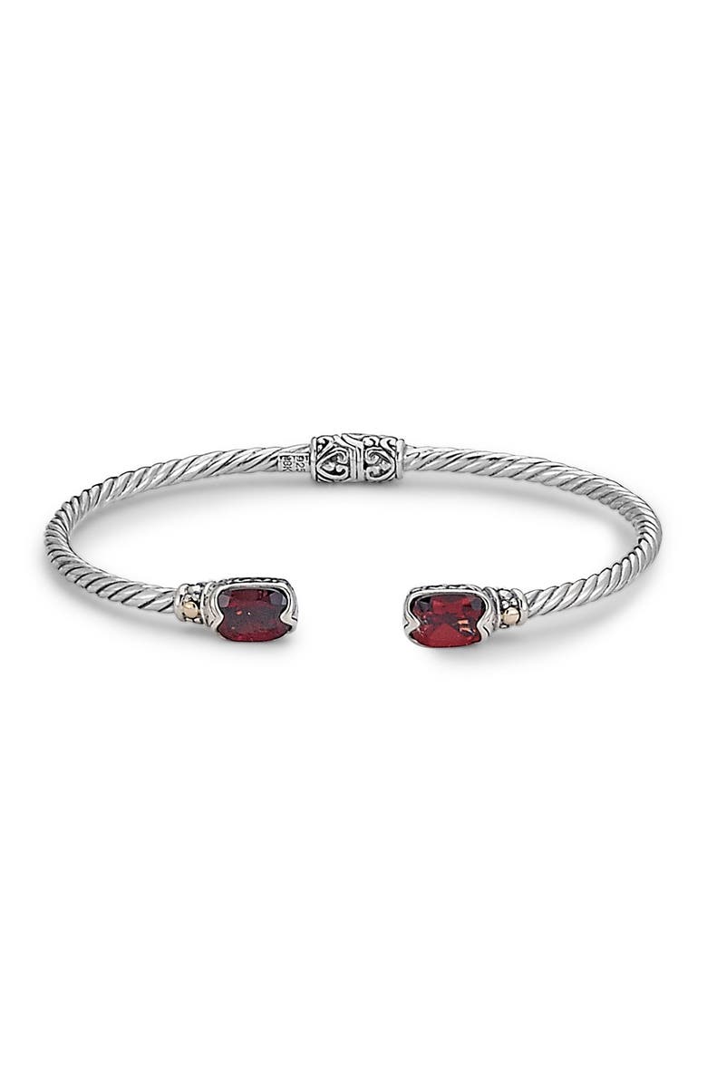 SAMUEL B. Sterling Silver & 18K Gold Garnet Twisted Cable Bangle ...
