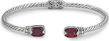 SAMUEL B. Sterling Silver & 18K Gold Garnet Twisted Cable Bangle ...
