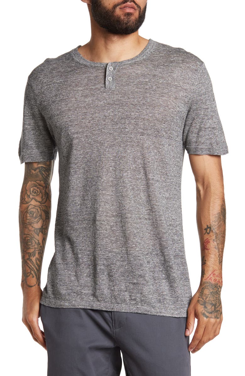 autumn cashmere Slubbed Linen Blend Henley | Nordstromrack