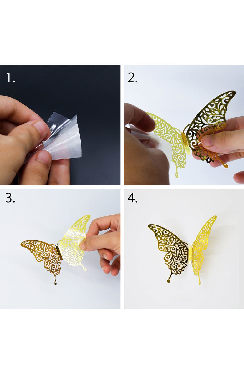 WALPLUS Gold Floral 3D Butterflies Mix | Nordstromrack