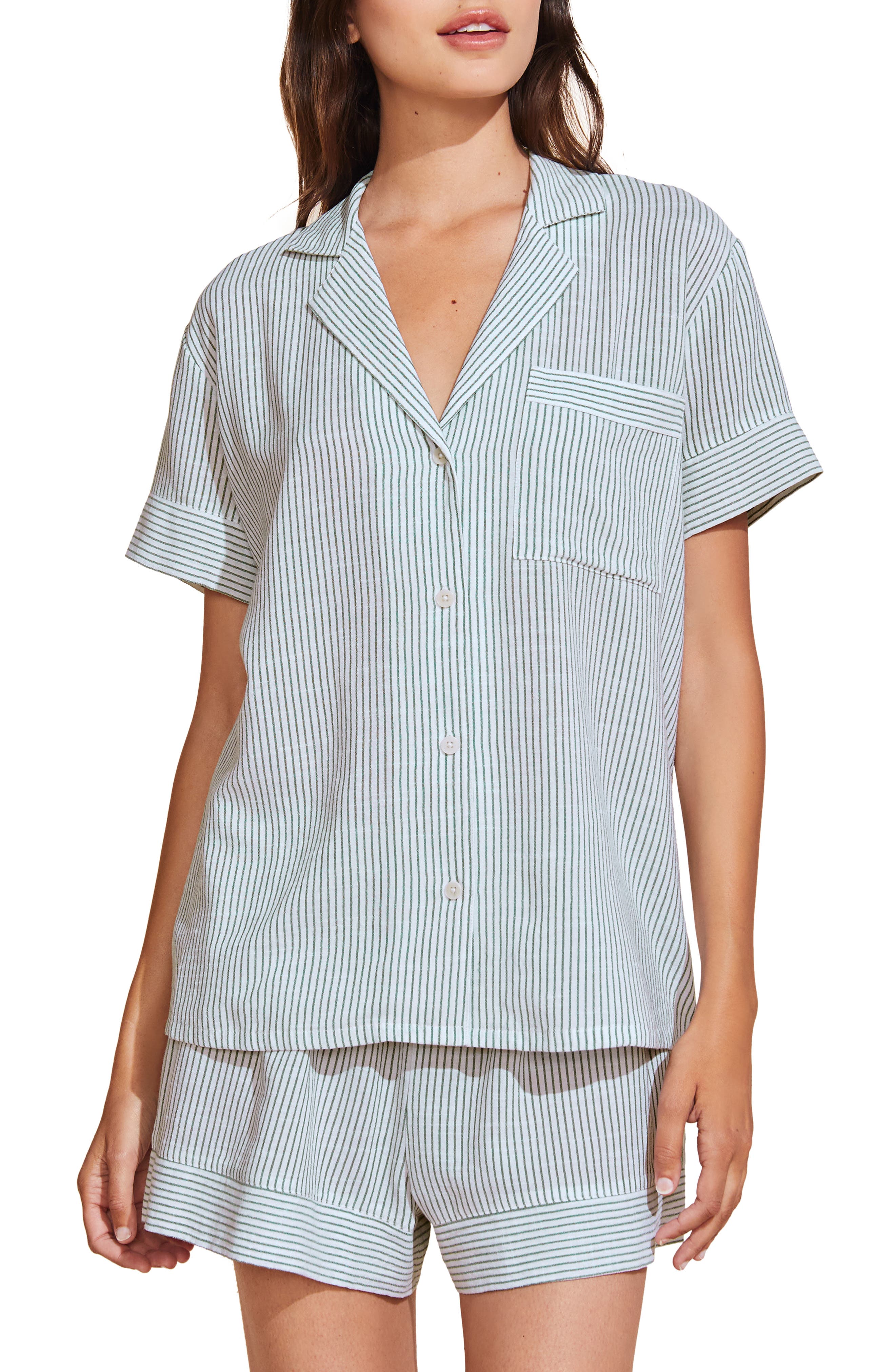 Eberjey Nautico Stripe Short Sleeve Shirt & Shorts Pajamas | Nordstromrack