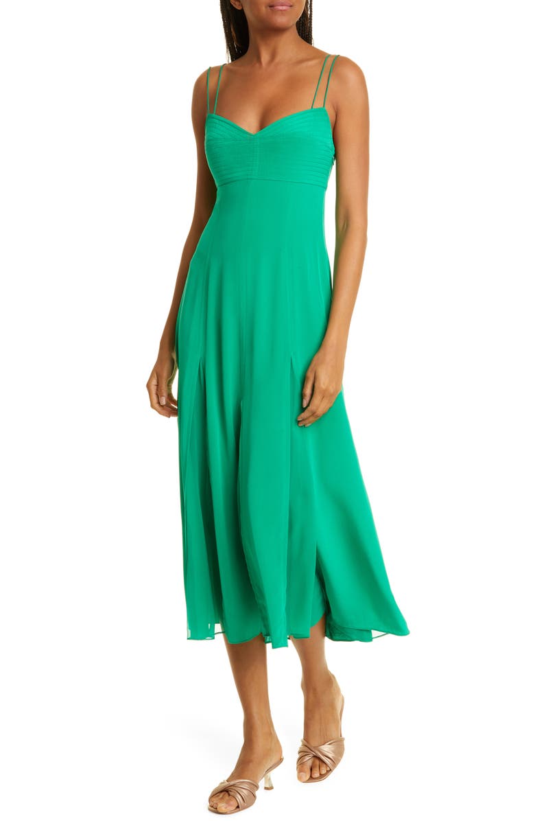 La Ligne Sheer Godet Pleat Silk Midi Slipdress | Nordstromrack