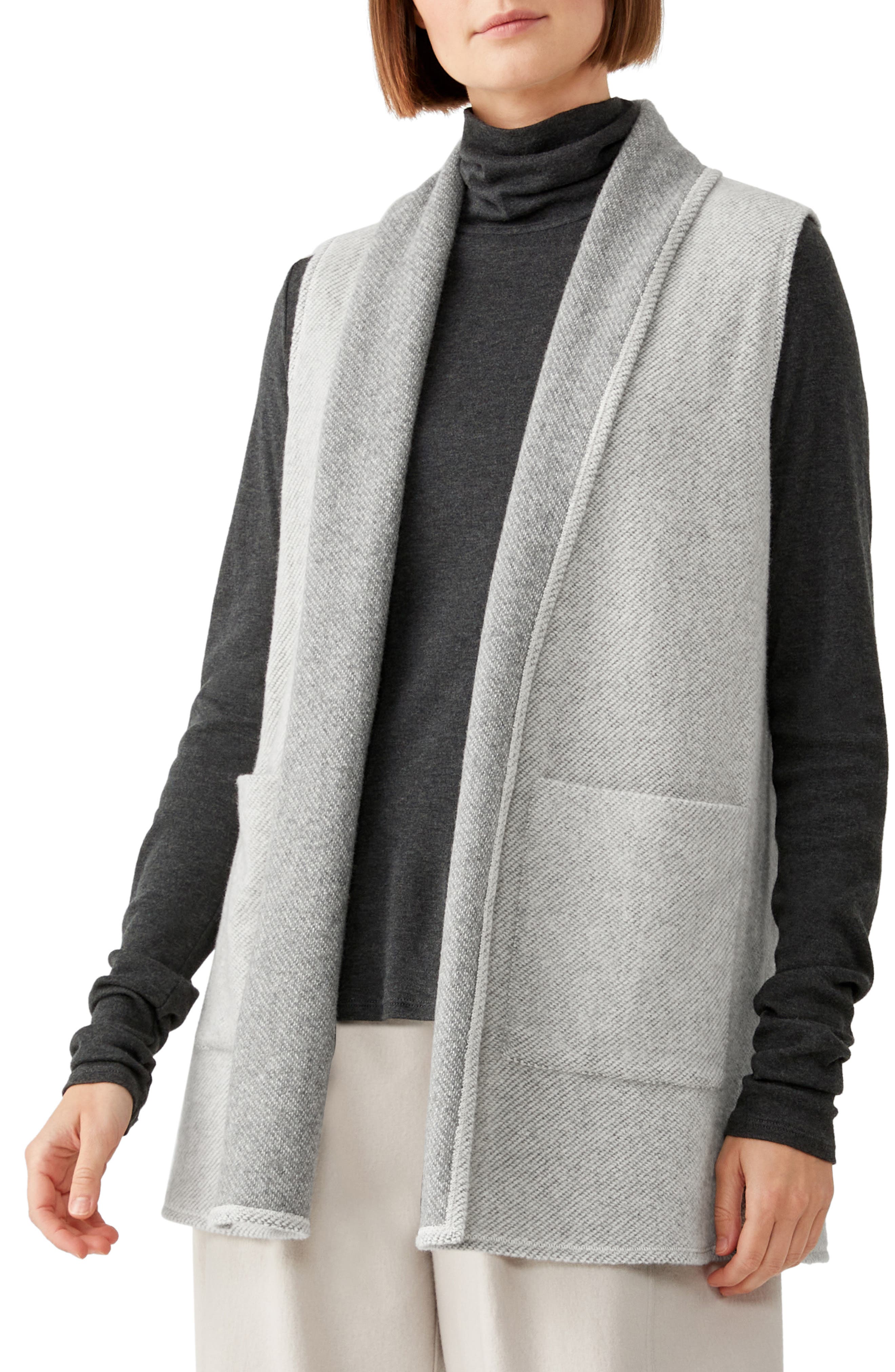 Open Front Long Organic Cotton & Wool Blend Vest (Women) | Nordstromrack