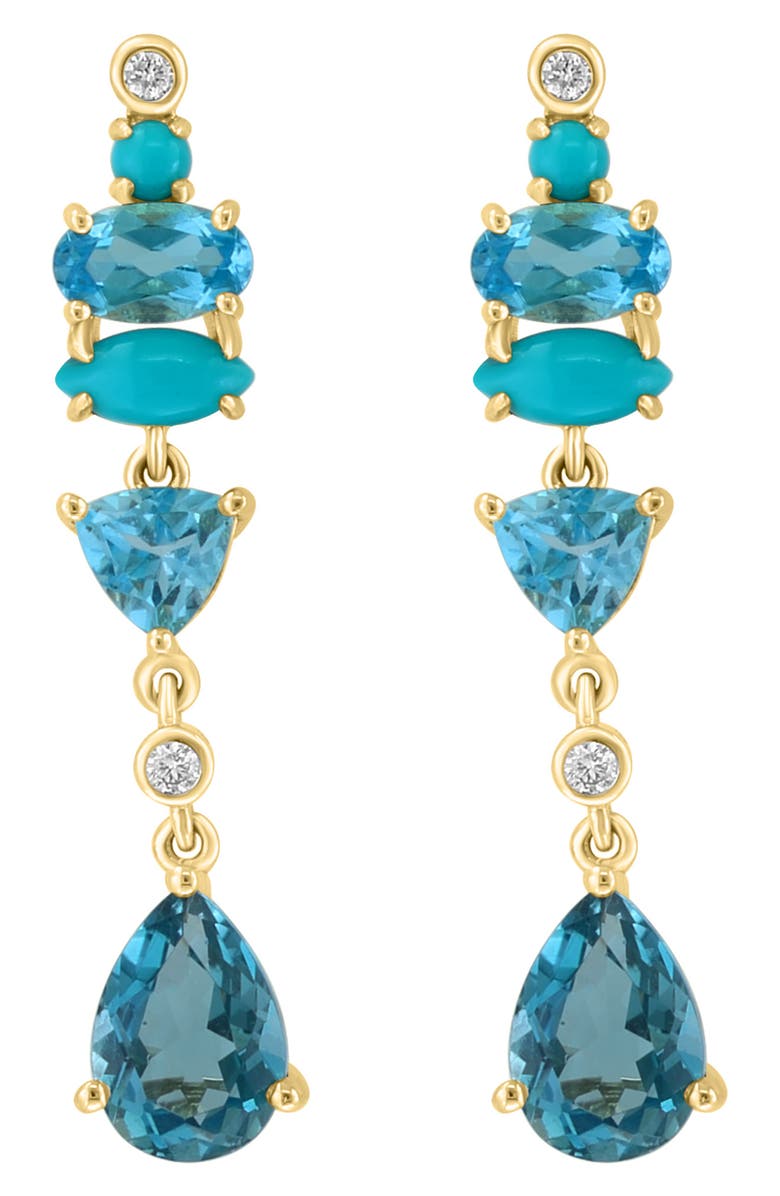 EFFY 14K Yellow Gold Blue Topaz, London Blue Topaz, Turquoise & Diamond ...
