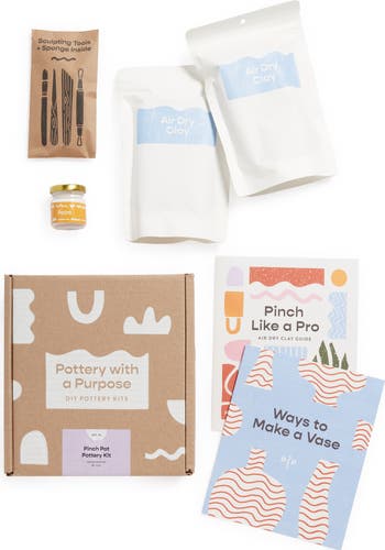 POTTERY WITH A PURPOSE Flower Vase Air Dry Clay Pottery Kit | Nordstrom