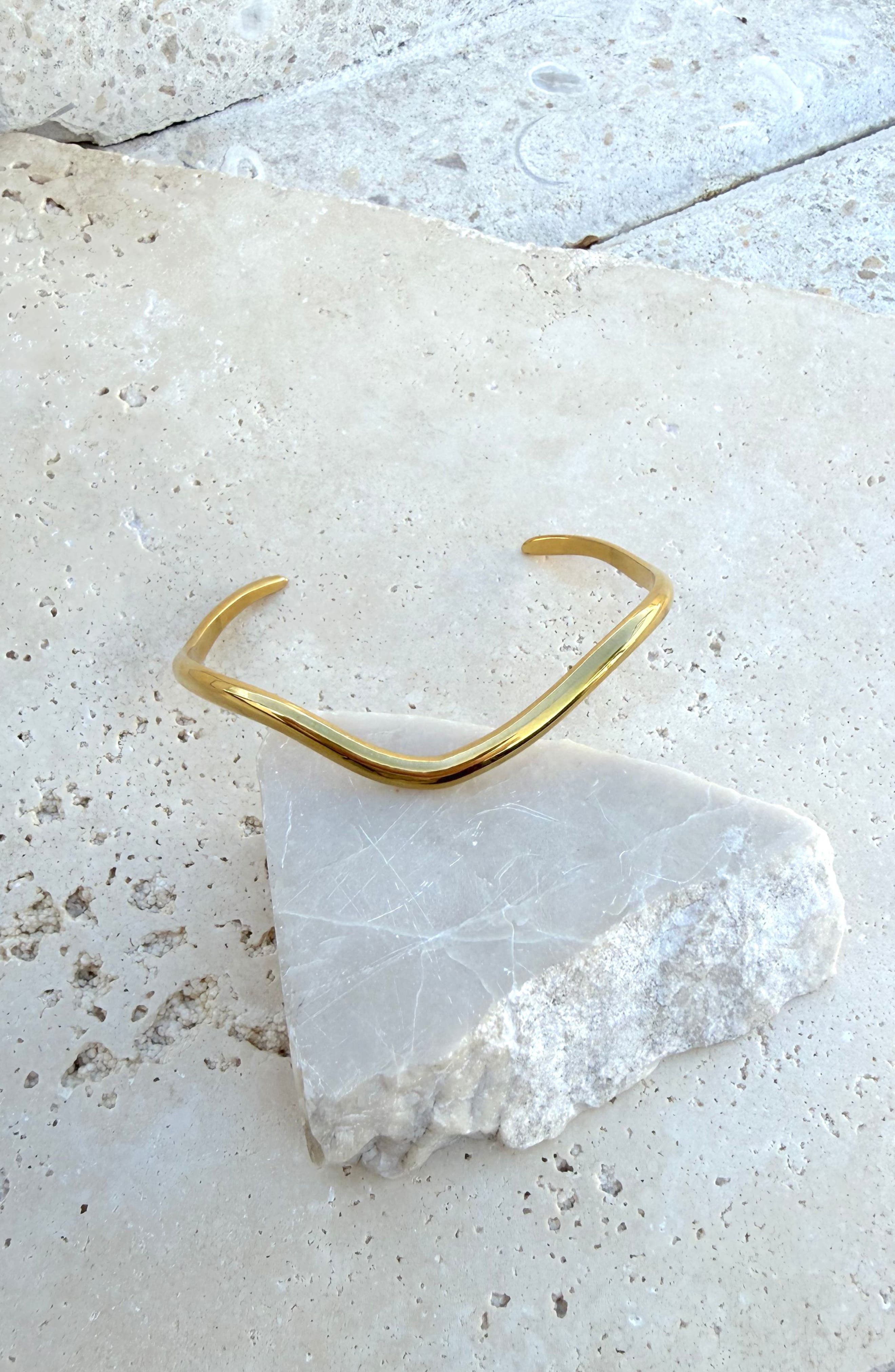 18K Gold Plated Wavy Cuff Bracelet (Women) | Nordstromrack
