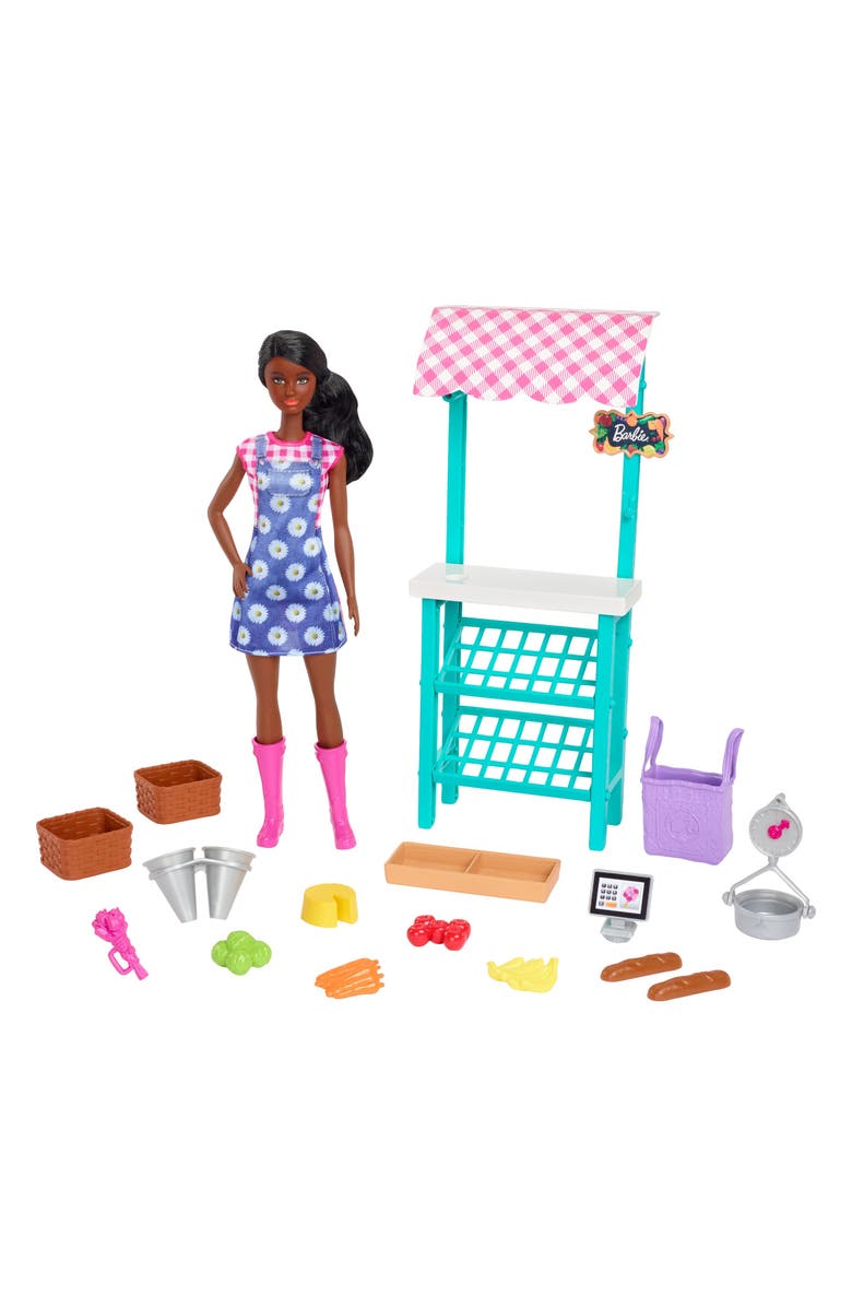 Mattel Barbie Farmers Market, Brunette Doll, Stand, Register Play Set ...