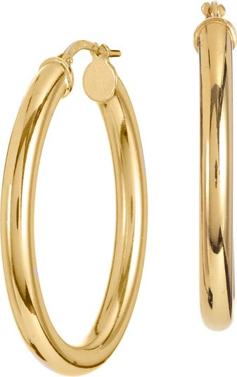 SAVVY CIE JEWELS Italian 18K Yellow Gold Plated 38mm Oval Hoop Earrings ...