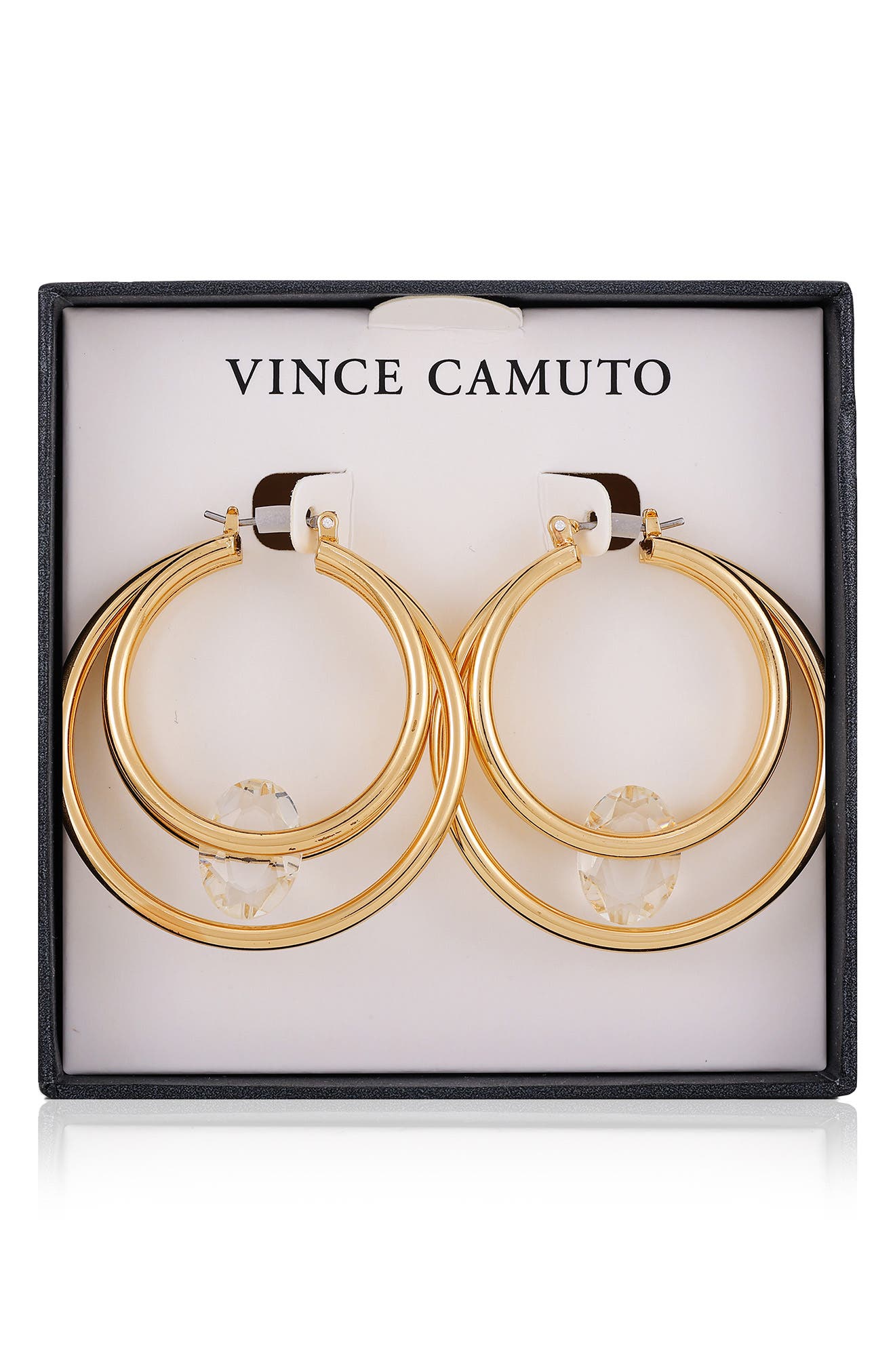 Vince Camuto Floating Crystal Double Hoop Earrings | Nordstromrack