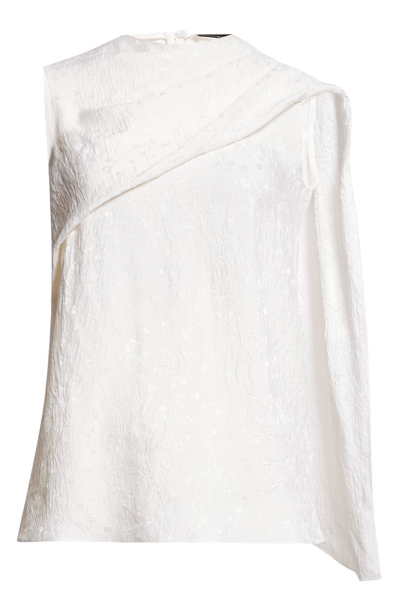 Erdem Asymmetric Drape Scarf Floral Jacquard Crushed Satin Top | Nordstrom