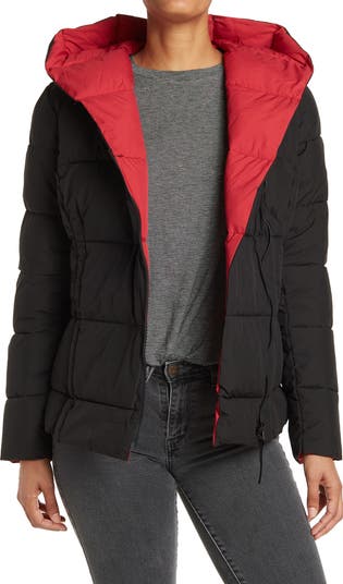 French Connection Short Asymmetrical Stretch Puffer | Nordstromrack