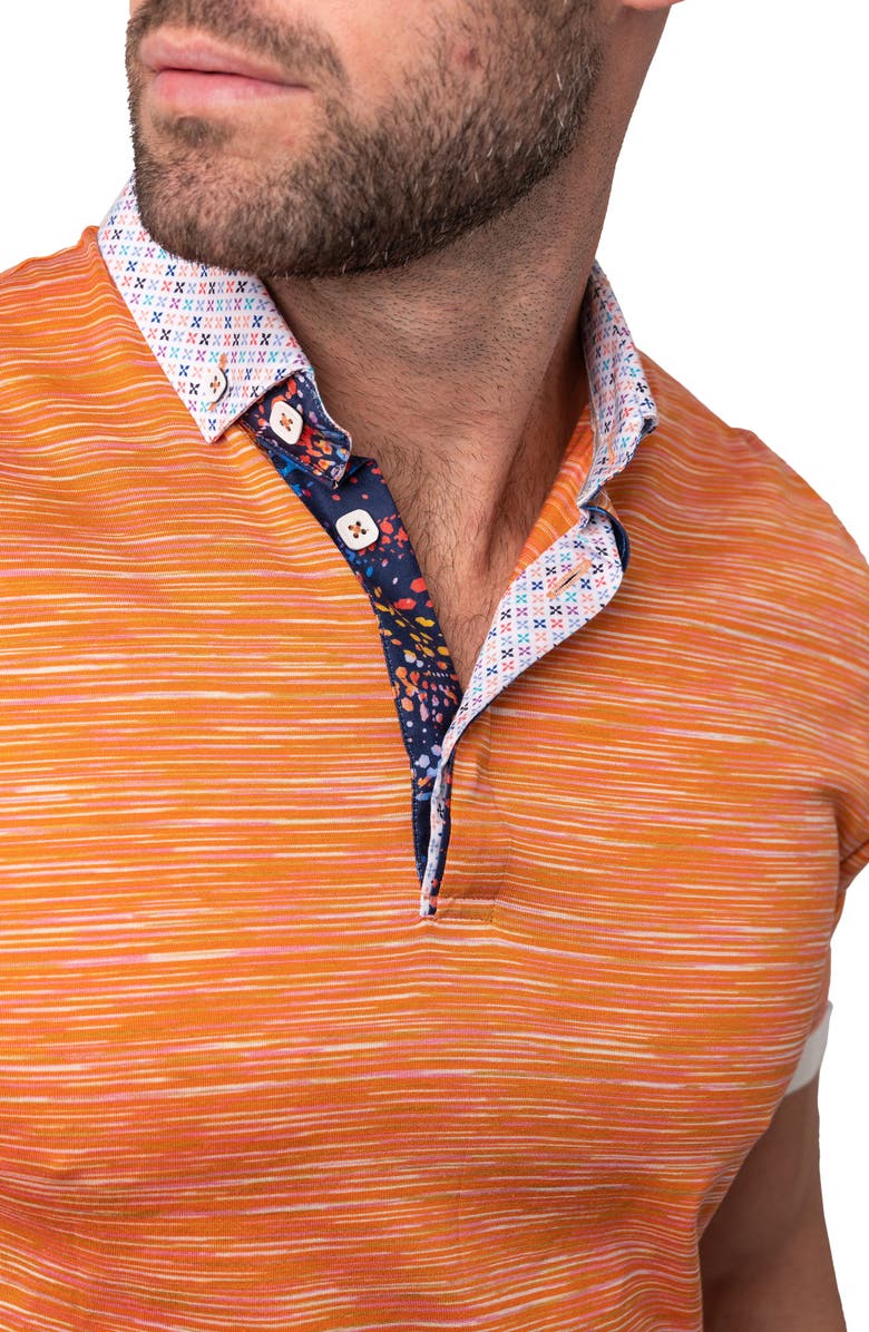 Maceoo Mozartvivid Orange Button-Down Space Dye Polo | Nordstromrack