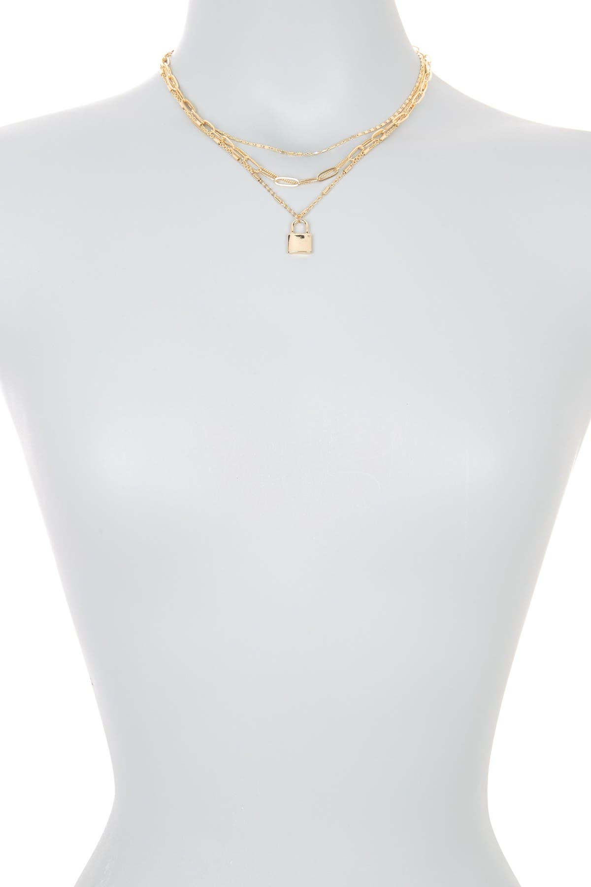 Panacea Gold-Tone Chain Link Lock Pendant Layered Necklace | Nordstromrack