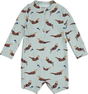 FIRSTS by Petit Lem Otter Long Sleeve One-Piece Swimsuit | Nordstromrack