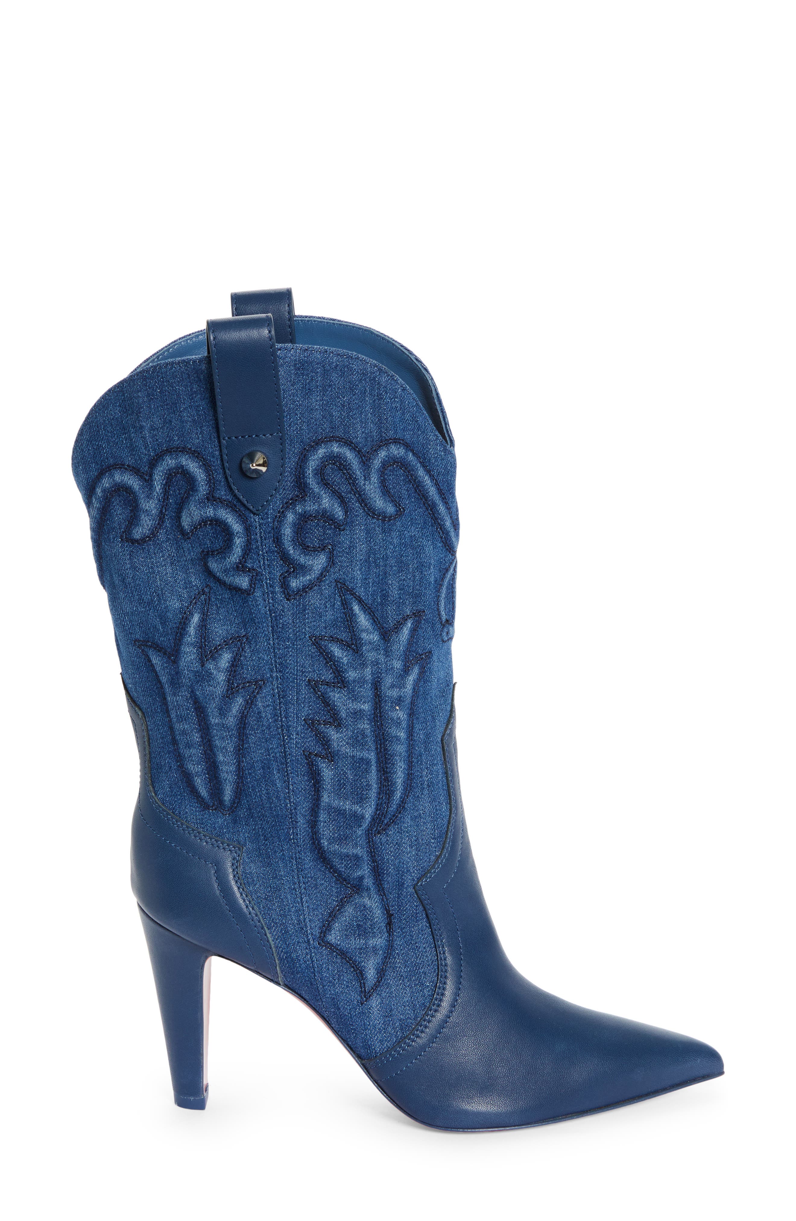 Christian Louboutin Santiag Denim & Leather Western Boot (Women ...