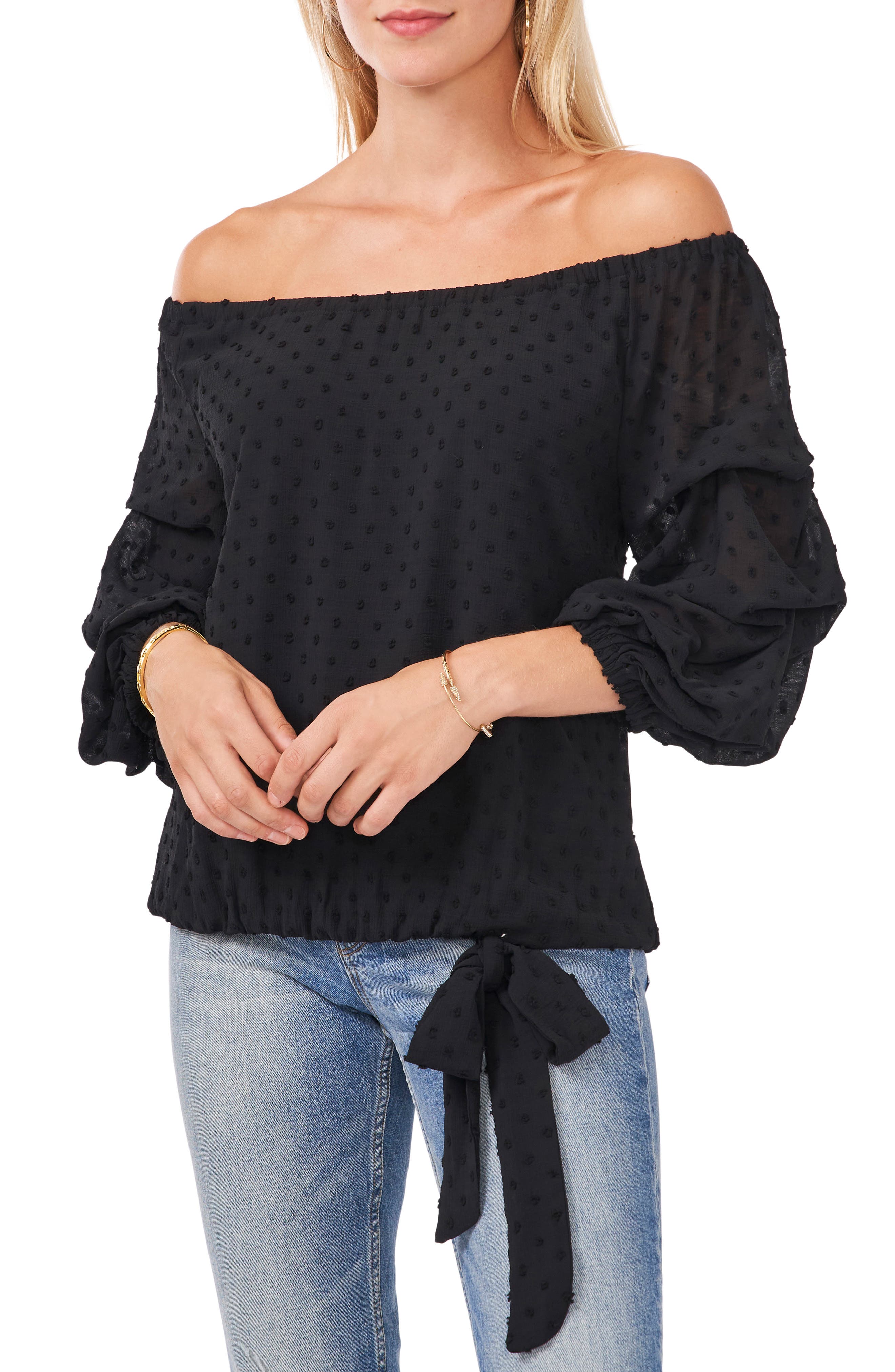 Vince Camuto Clip Dot Off the Shoulder Blouse | Nordstromrack