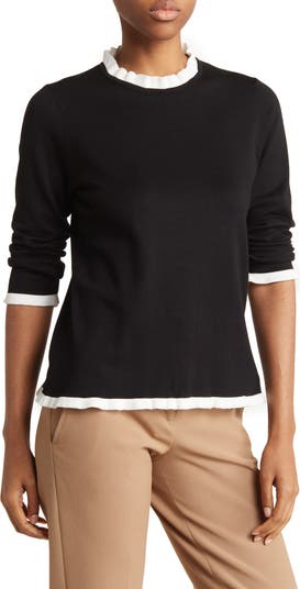 Adrianna Papell Ruffle Contrast Sweater | Nordstromrack
