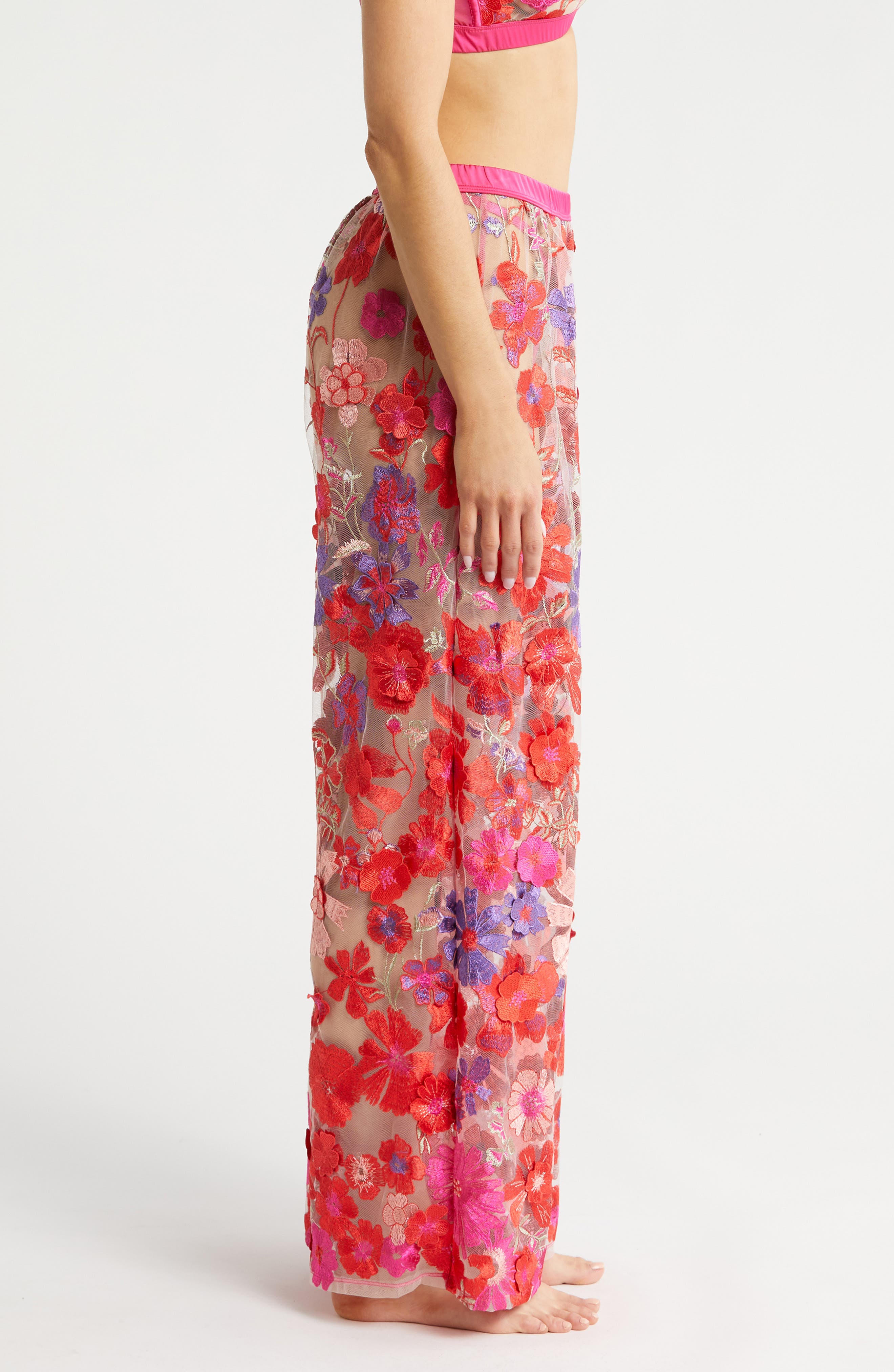 KILO BRAVA Embroidered Mesh Flare Pants | Nordstrom
