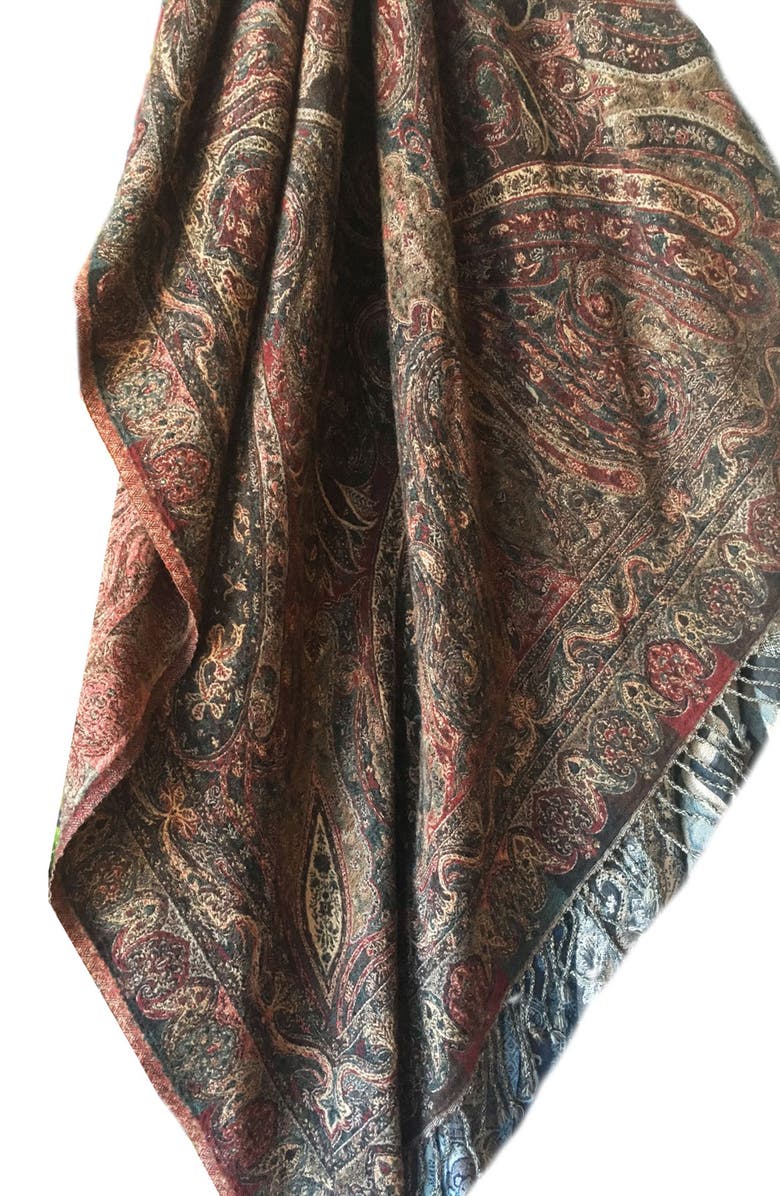 MELANGE HOME Verona Paisley 100% Wool Jacquard Throw - Dark Red ...