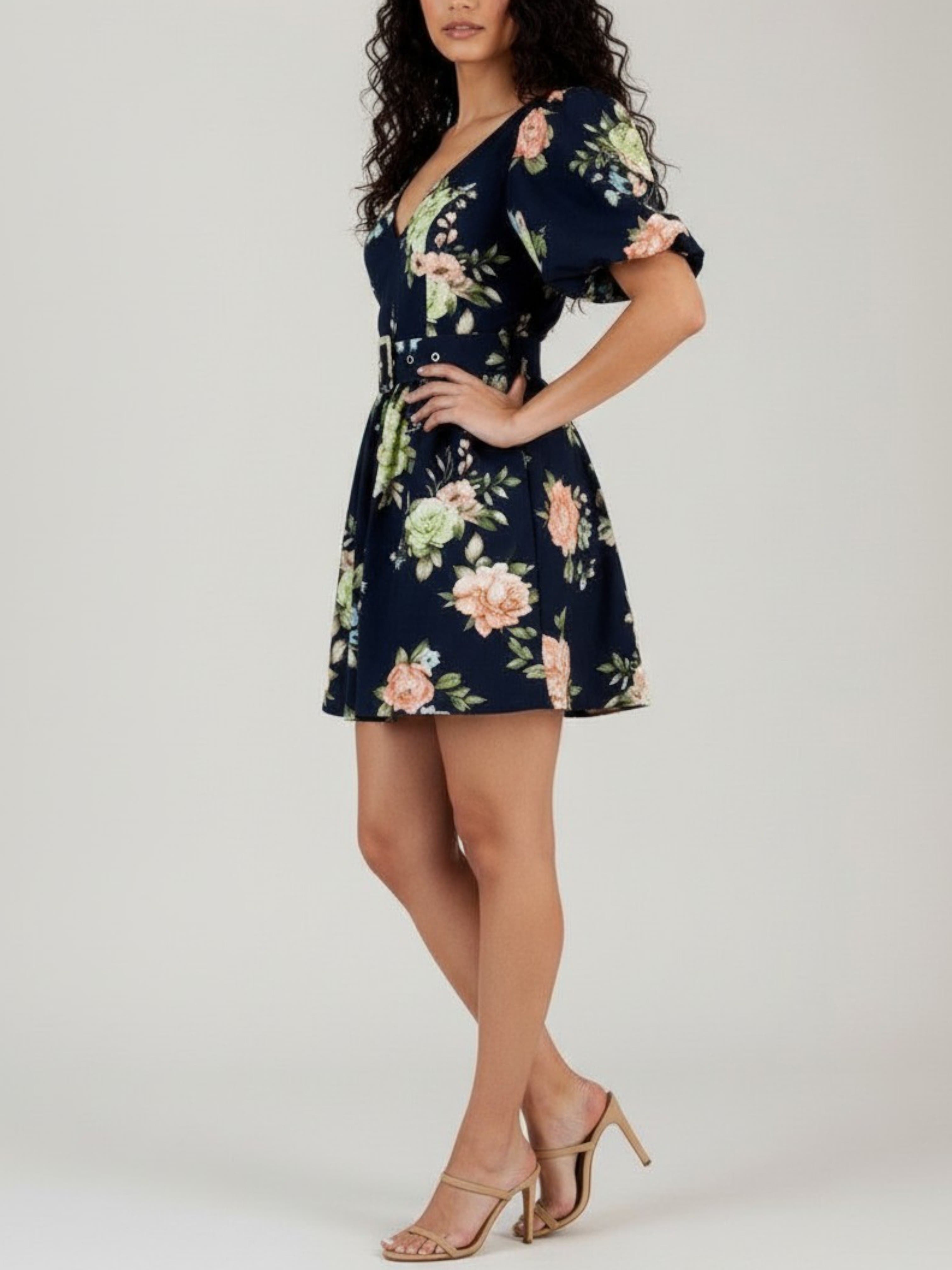 Valeria Puff Sleeve Belted Mini Dress (Women) | Nordstrom