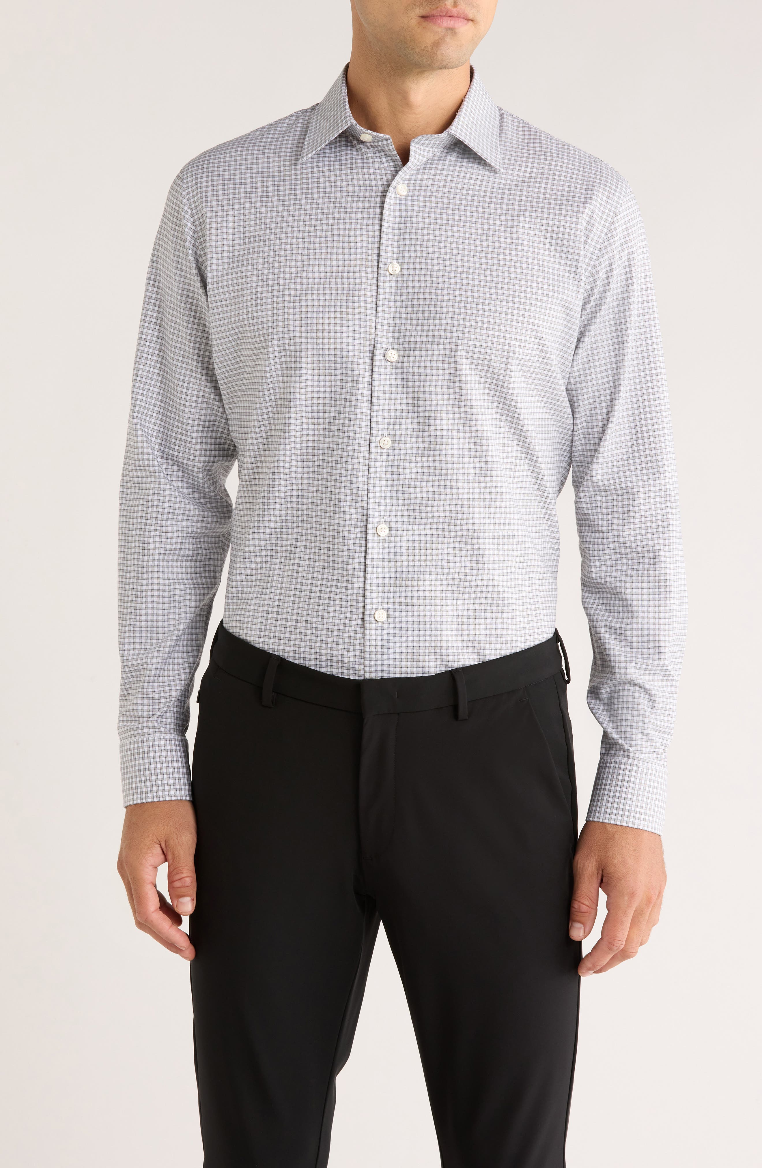 Nordstrom Trim Fit Check Premium Non Iron Cotton Dress Shirt | Nordstrom