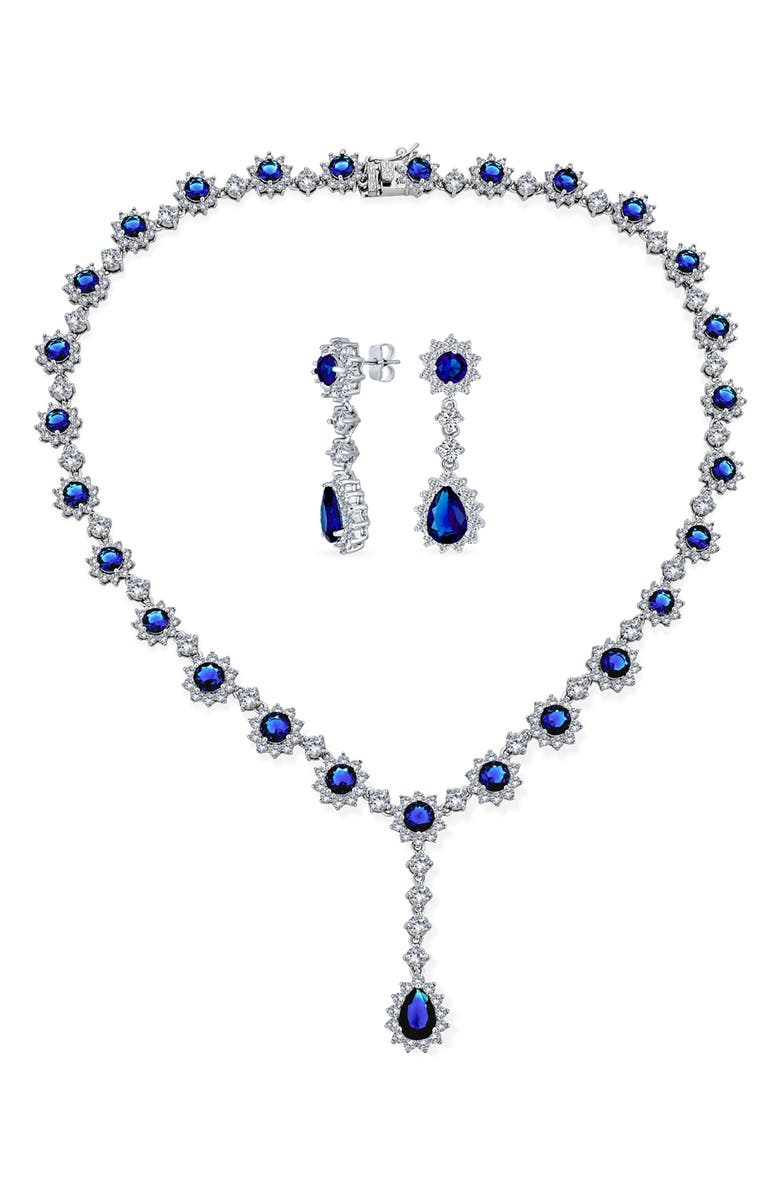 BLING JEWELRY Sterling Silver Vintage Blue Halo Imitation Sapphire ...