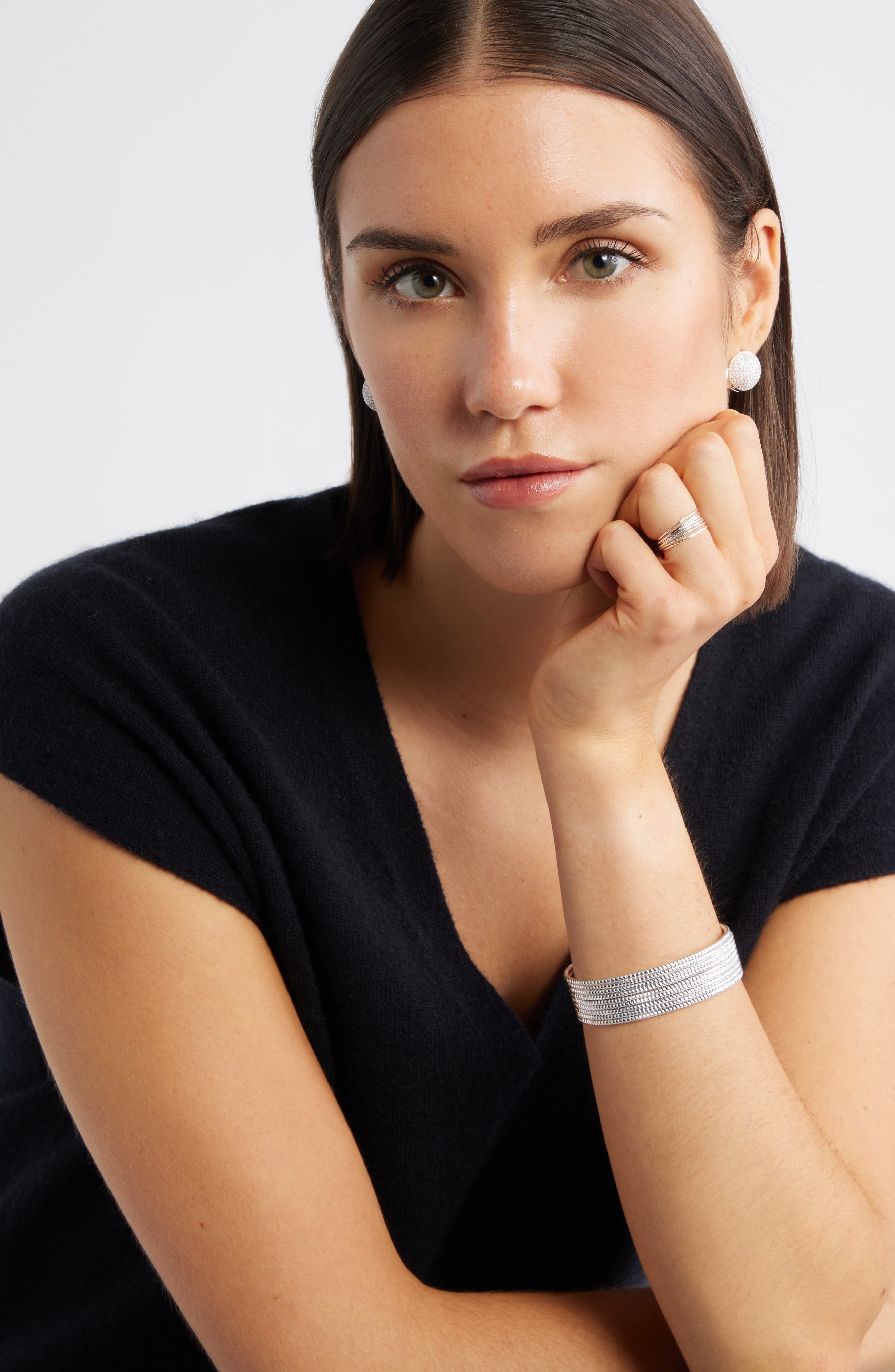 Nordstrom 7-Back Faceted Skinny Ring Stack | Nordstromrack