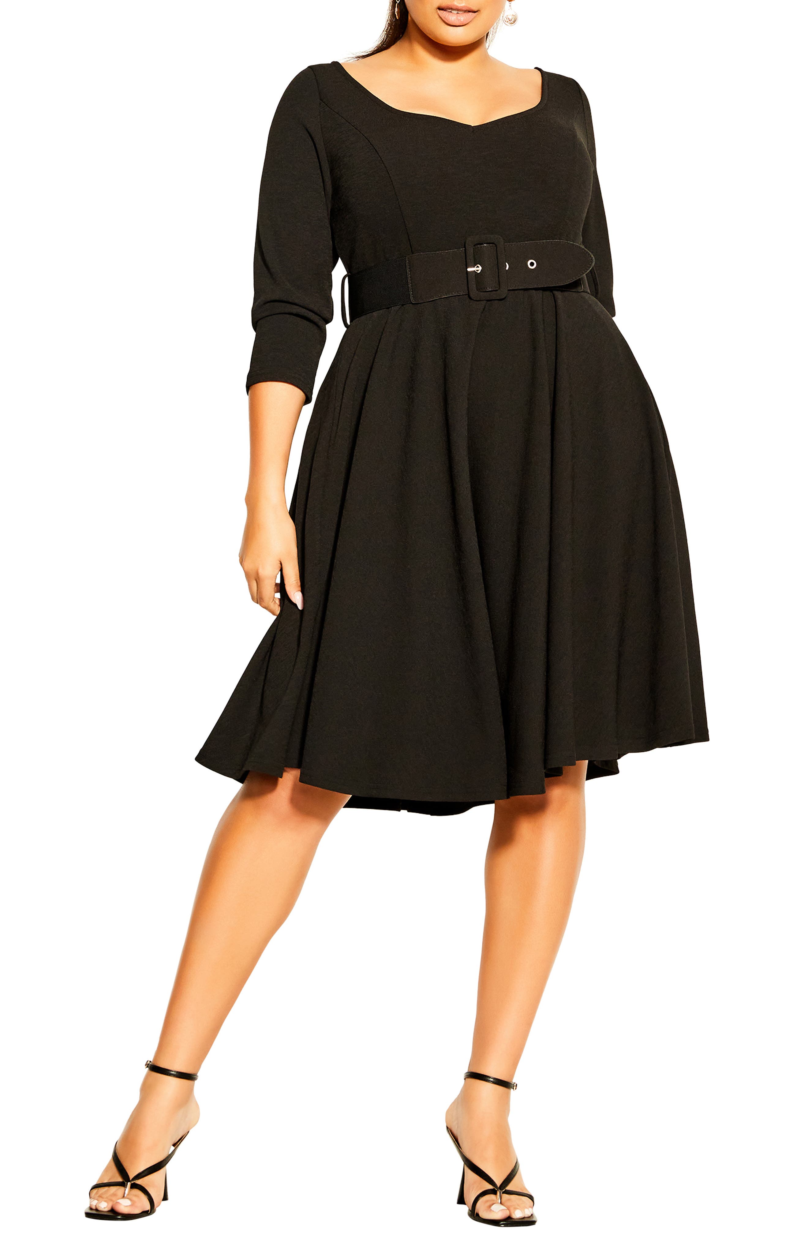 City Chic Belted Fit & Flare Dress | Nordstromrack