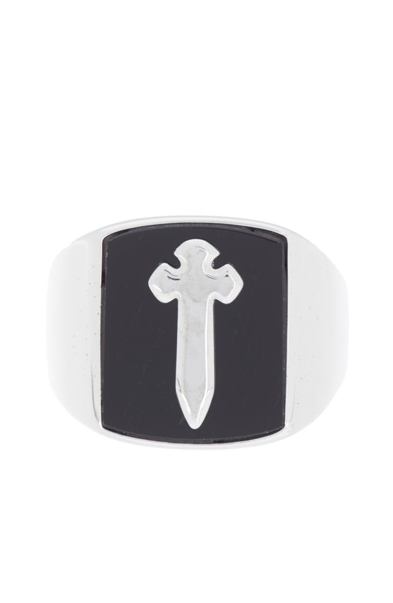 EFFY Sterling Silver Onyx Cross Design Ring - Size 10 | Nordstromrack