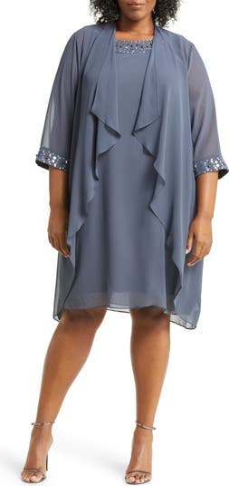 SLNY Embellished Cascade Overlay Dress | Nordstromrack