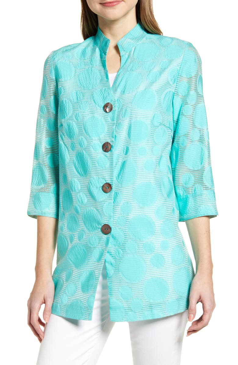 Ming Wang Textured Dot Mandarin Collar Jacket | Nordstrom
