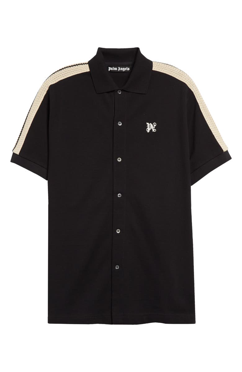 Palm Angels Monogram Track Short Sleeve Knit Button-Up Shirt ...