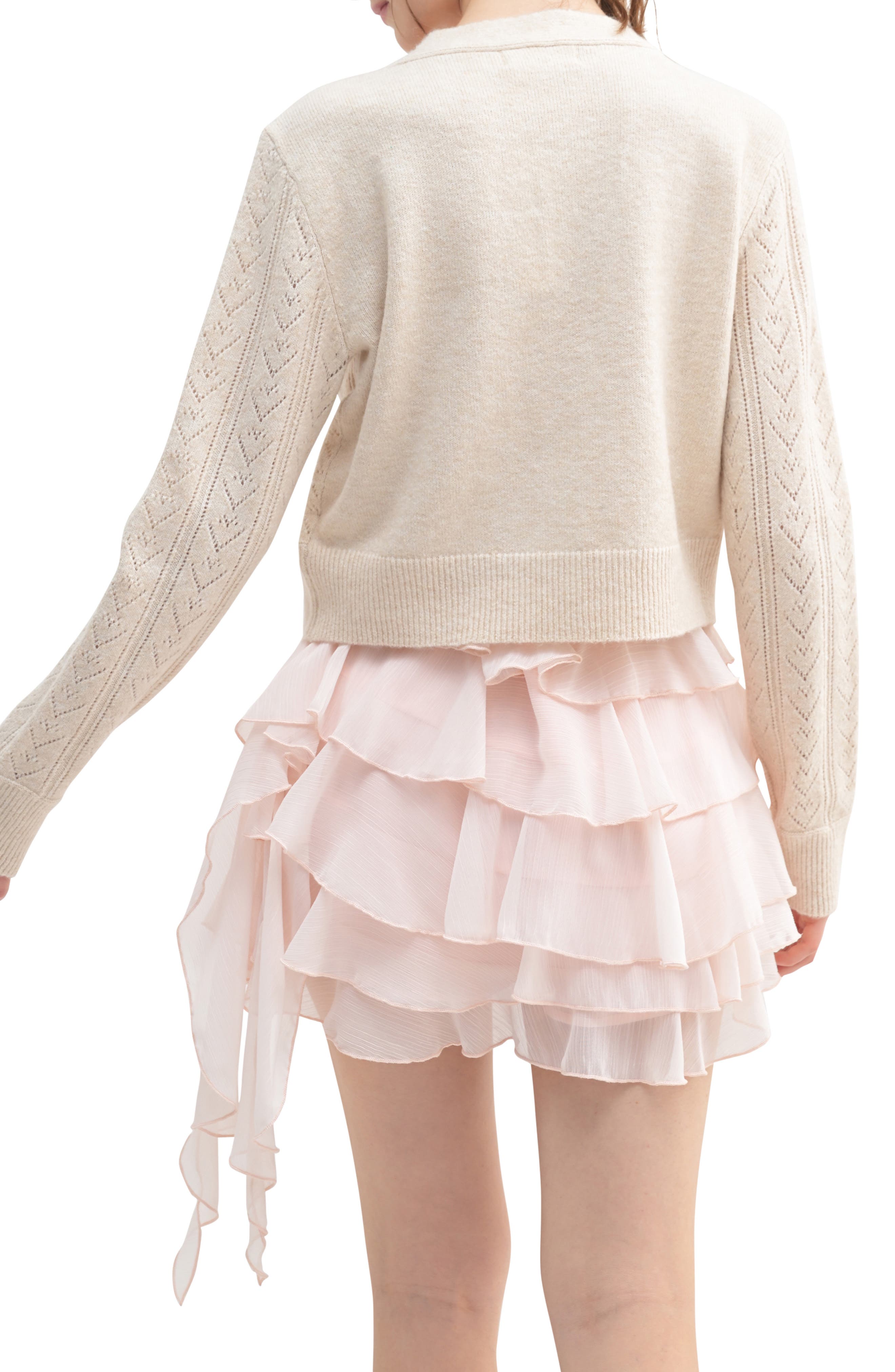 All in Favor Pointelle Heart V-Neck Cardigan | Nordstromrack