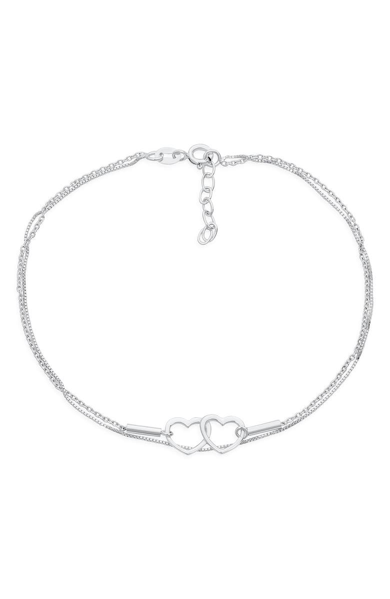 BLING JEWELRY Sterling Silver Interlocking Heart Anklet | Nordstromrack