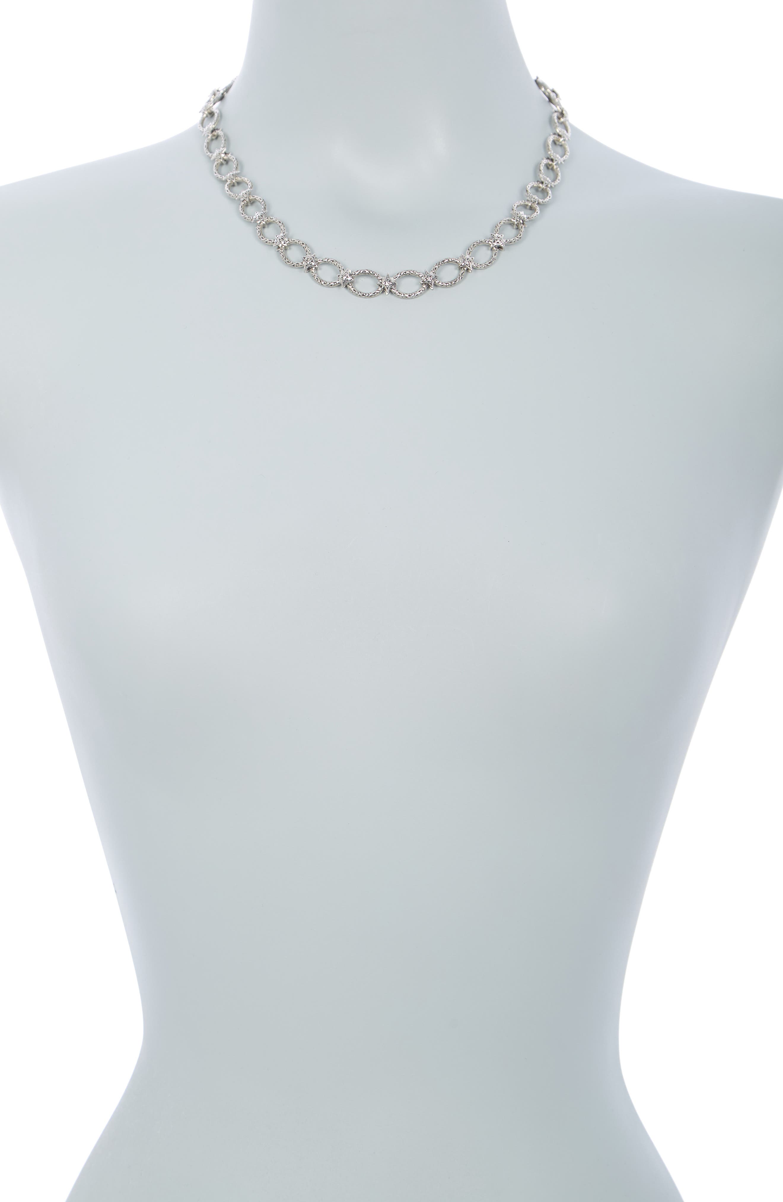 Lois Hill Sterling Silver Scroll Filigree Oval Link Star Station ...