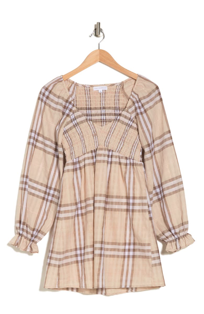 COCO & JAMESON Plaid Smocked V-Neck Dress | Nordstromrack