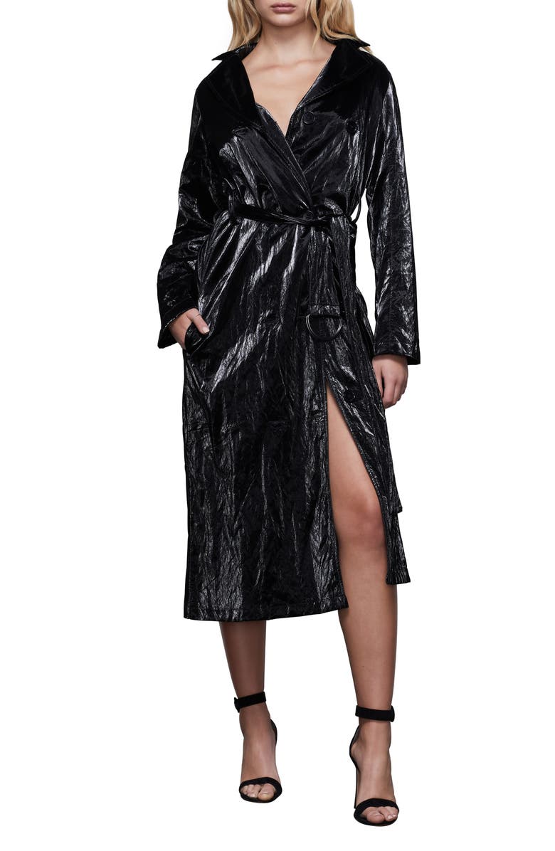 Good American The Paper Crinkled Patent Leather Trench Coat | Nordstromrack