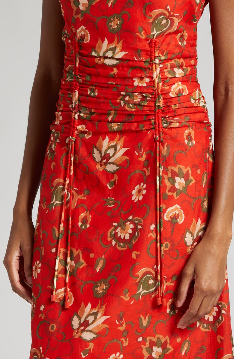 SIR Reyes Floral Print Ruched Cotton & Silk Dress | Nordstromrack